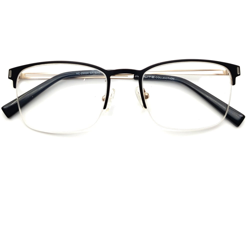 Premium Black Gold Half-Frame Eyeglasses Online | Chashmah.com